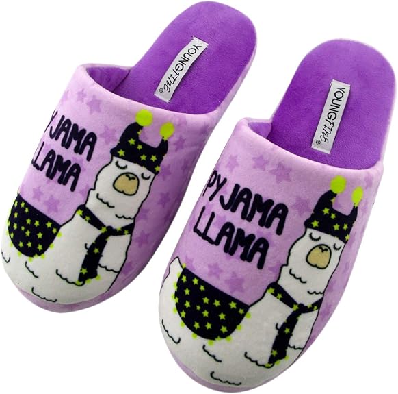 Youngfine Pyjama Llama Slippers for Women | Cute & Cozy Novelty Ladies ...